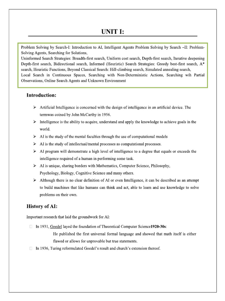 Artificial Intelligencepdf Ai Theory Notes | PDF