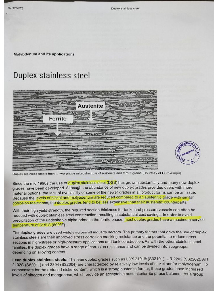 Duplex Material MOC | PDF
