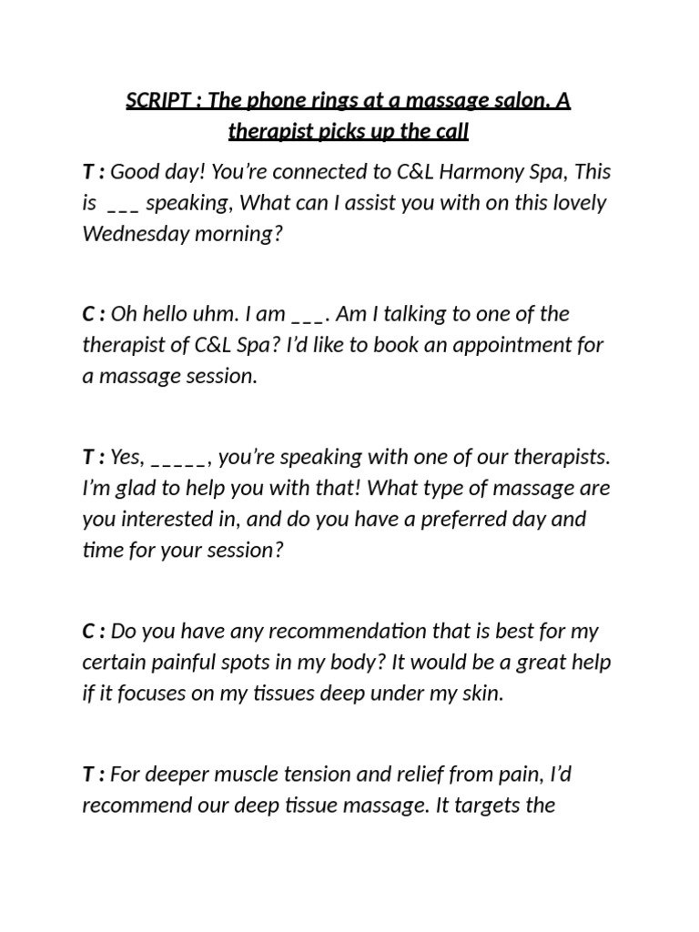 TLE CALL SCRIPT | PDF | Massage