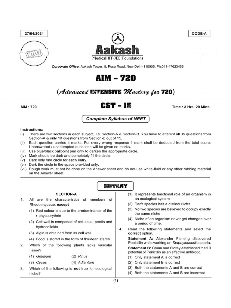 Intensive (AIM-720) CST-15A - 27-04-2024 | PDF