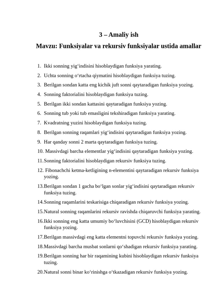 3 - Amaliy Ish | PDF