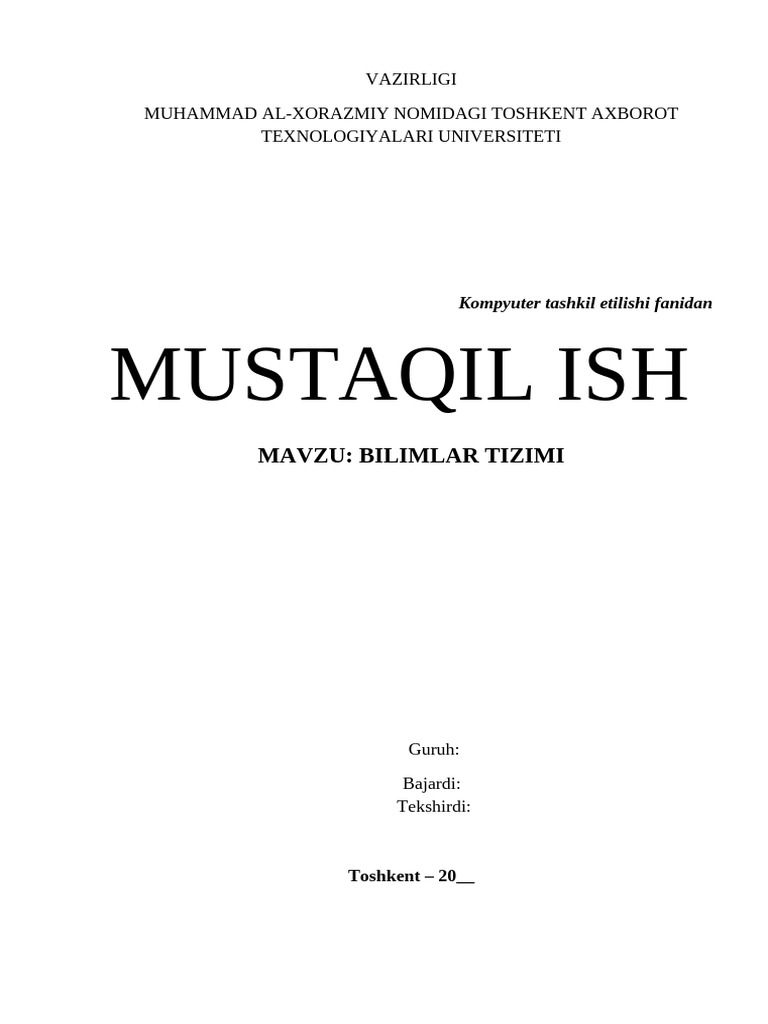Mustaqil Ish | PDF