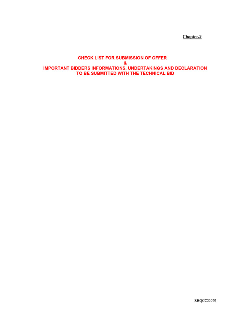 Check List For Submission of Offer & Important Bidders Informations ...