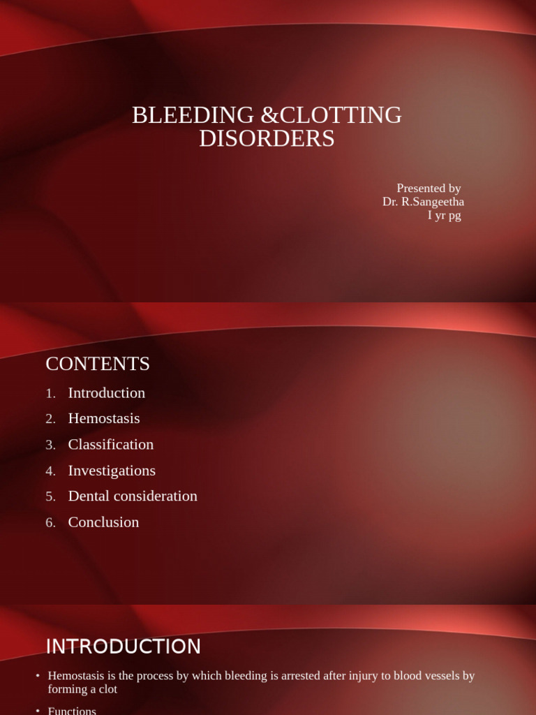 Bleeding &clotting Disorders | PDF | Coagulation | Hemostasis