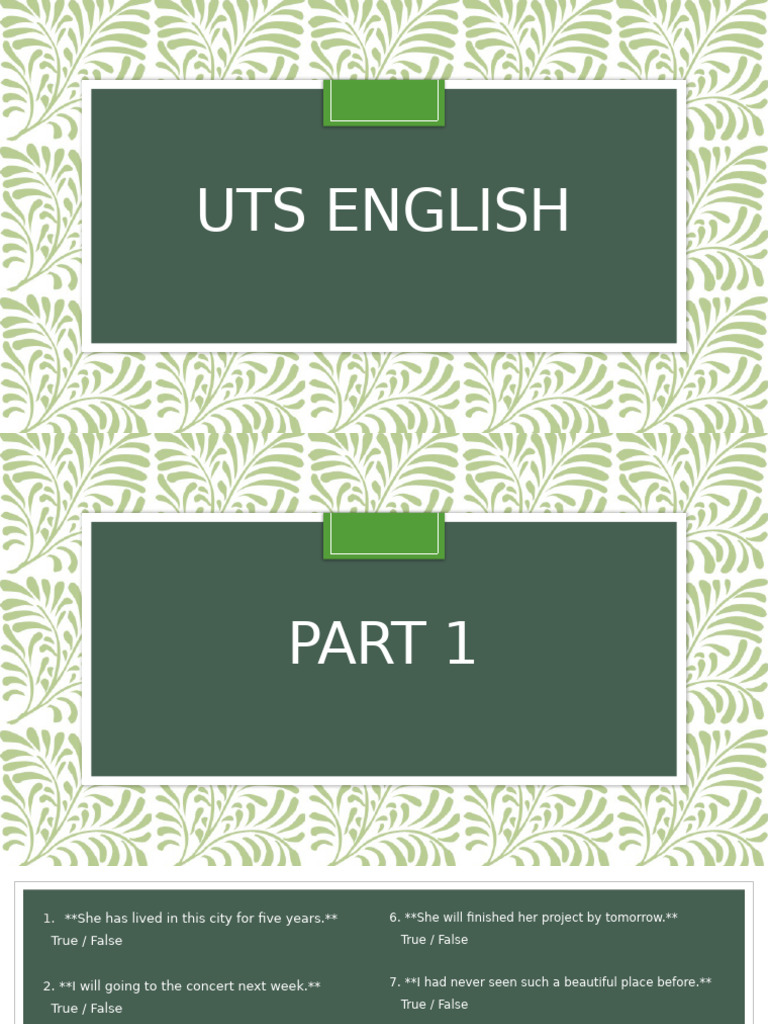 UTS ENGLISH | PDF | Lunch | Language Mechanics