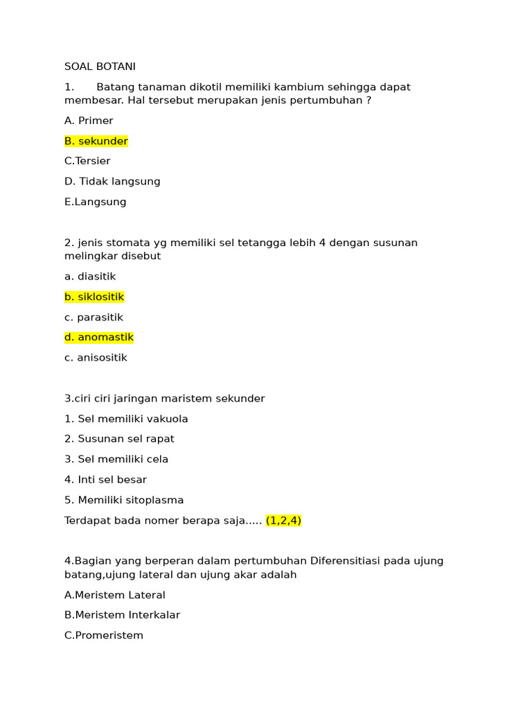 Soal+_jawaban_UAS_BOTANI_FARMASI_2024-1[1][1] | PDF