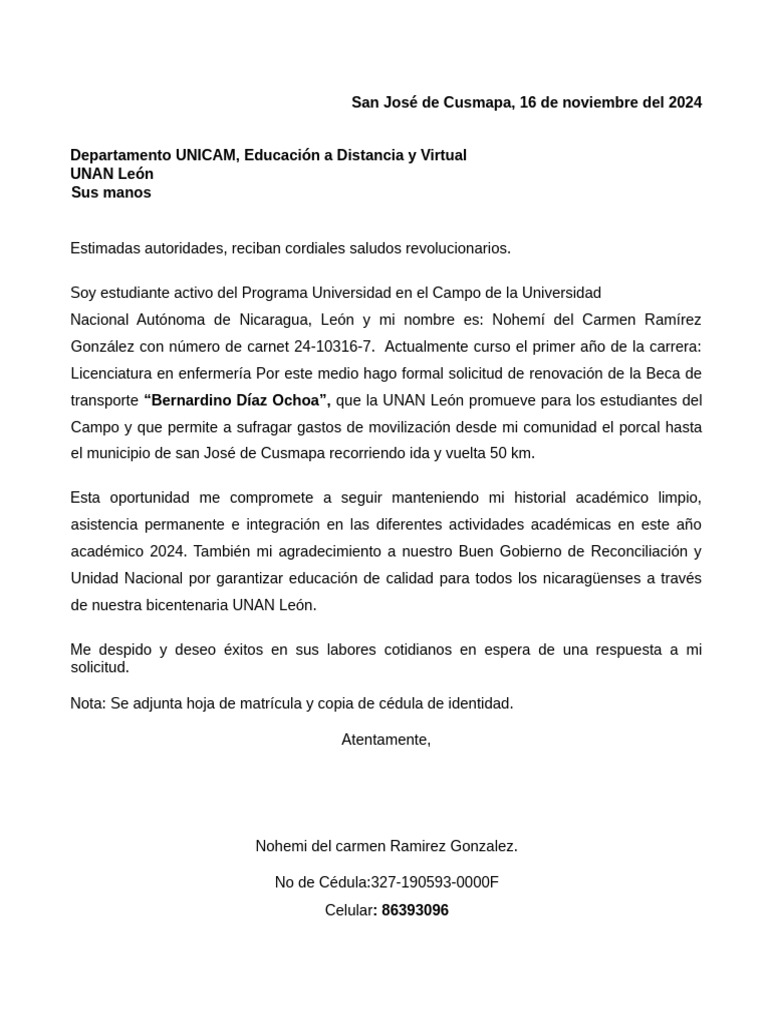 Carta de Solicitud de Beca 16 11 24 | PDF