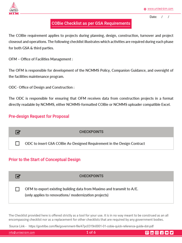 GSA COBie Requirements Checklist | PDF