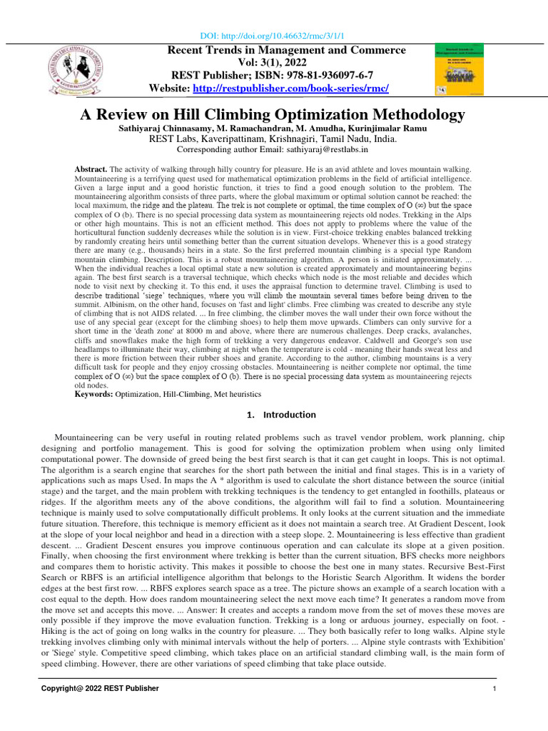A Review On Hill Climbing Optimization M Pdf Monte Carlo Method Mathematical Optimization