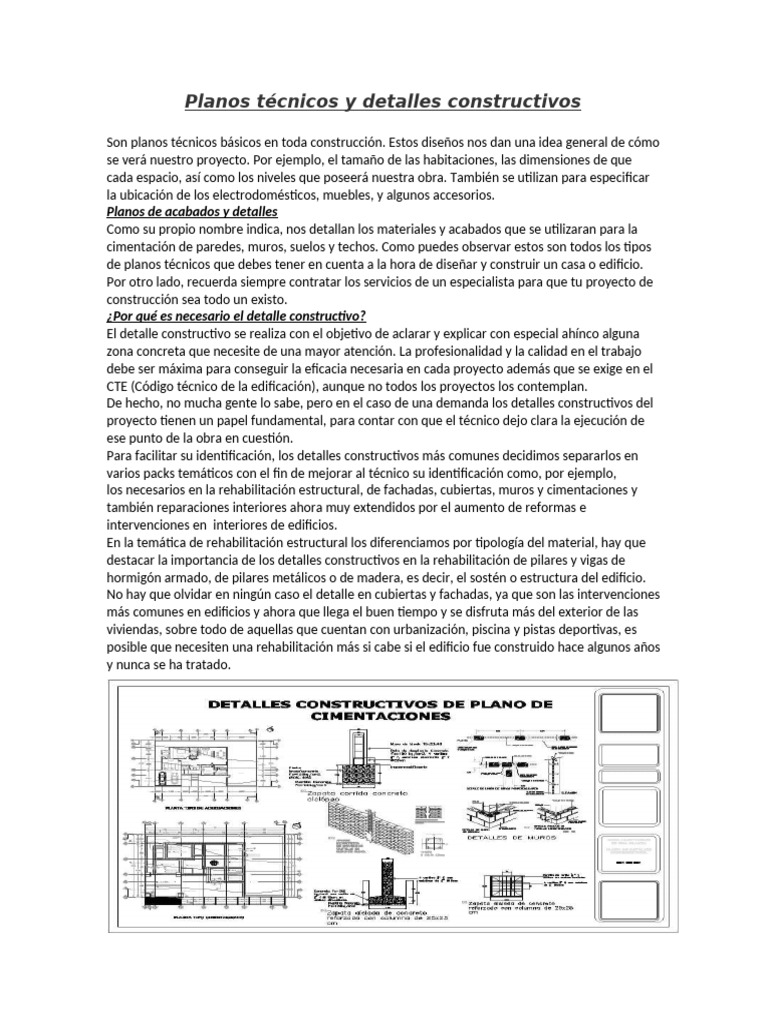 Planos y Detalles Constructivos Esenciales | PDF | edificio | Fundación ...