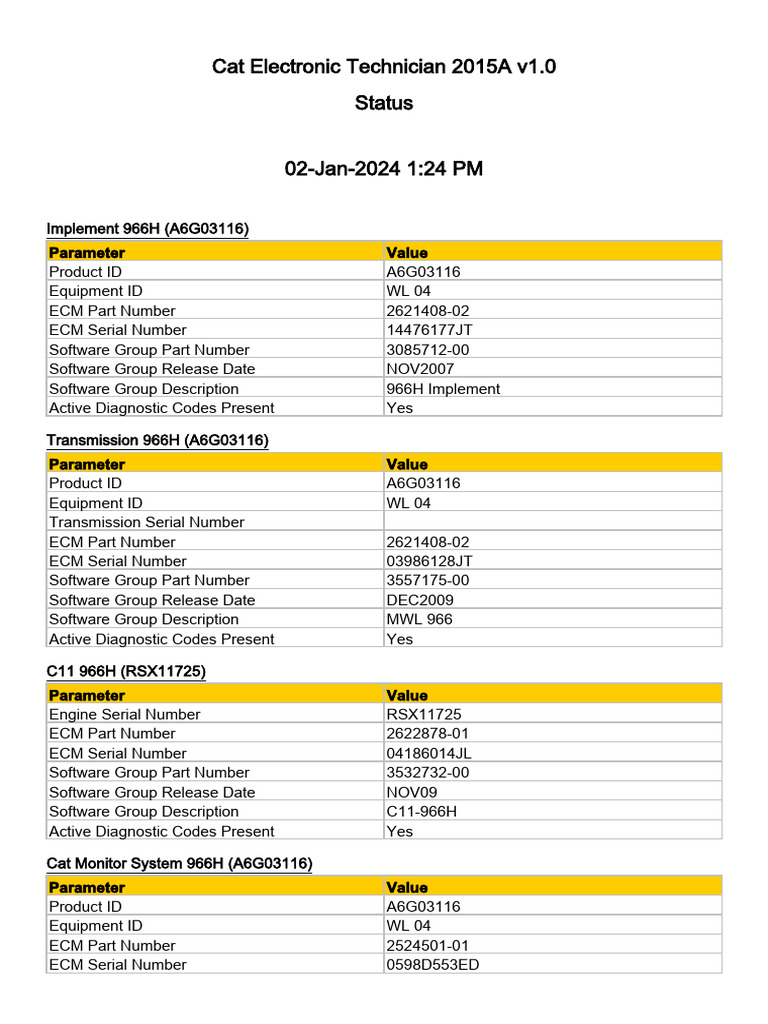 A6G03116_Status_2024-01-02_13.24.29 | PDF | Vehicle Technology | Engines