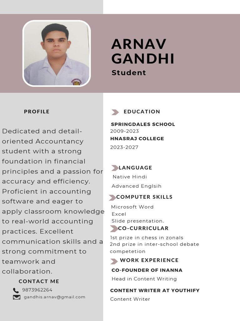 Arnav Gandhi Resume | PDF