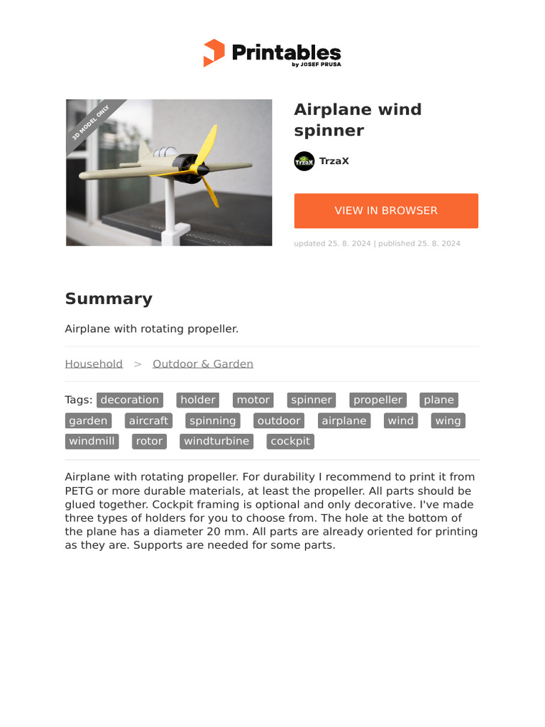 Airplane Wind Spinner | PDF