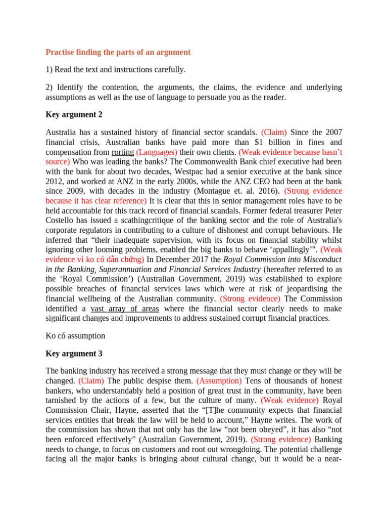 E2 Argument Analysis Pdf Banks