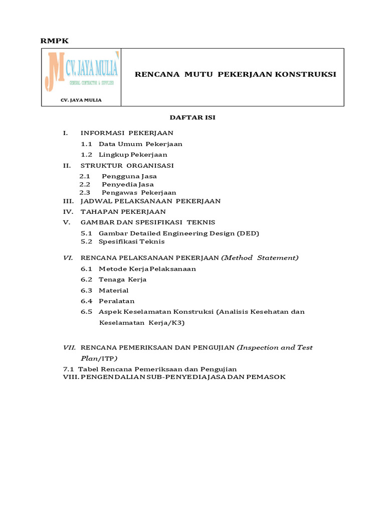 RMPK Cv. Jaya Mulia | PDF