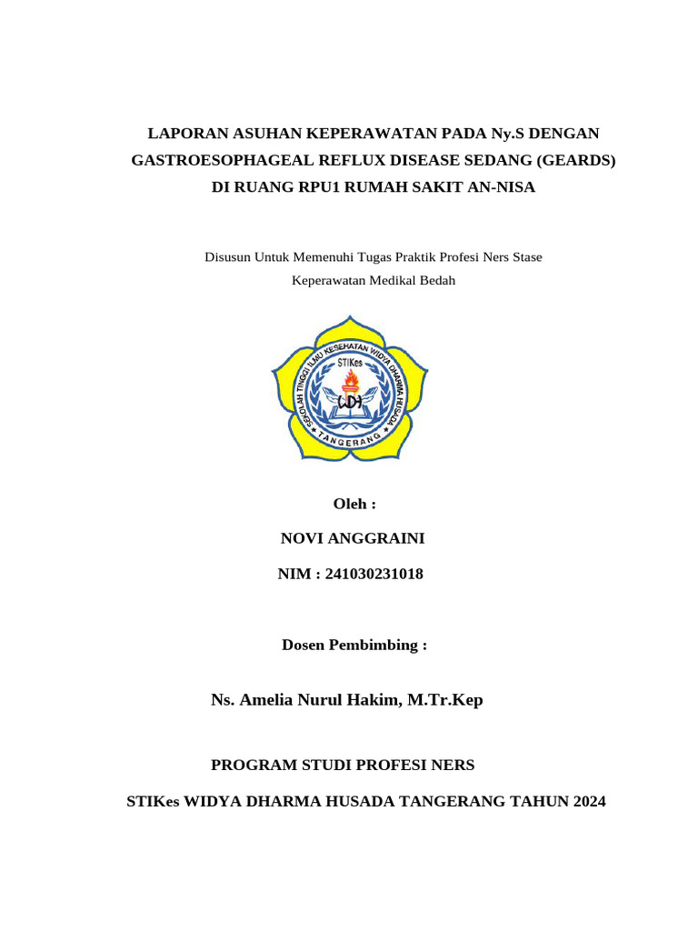 Asuhan Keperawatan GEARD di RS An-Nisa | PDF