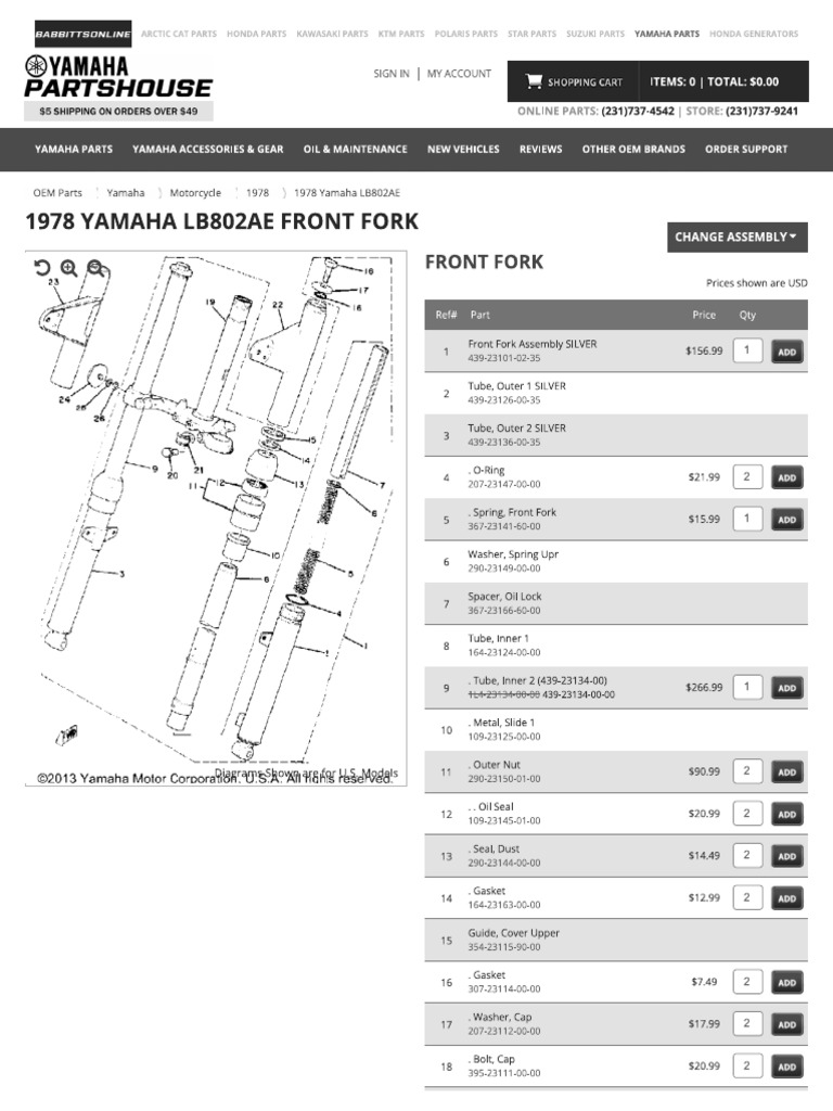 1978 Yamaha LB802AE Front Fork | PDF