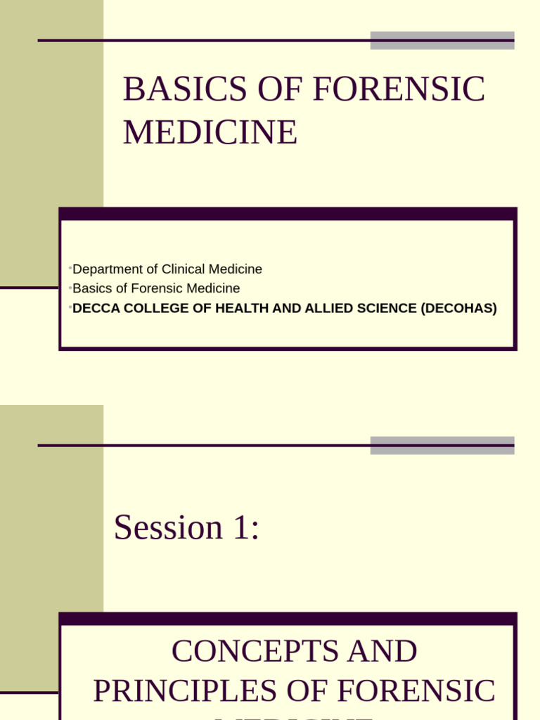 Session 1. Concepts and Principles of Forensic Medicine | PDF | Forensic Science | Medicine