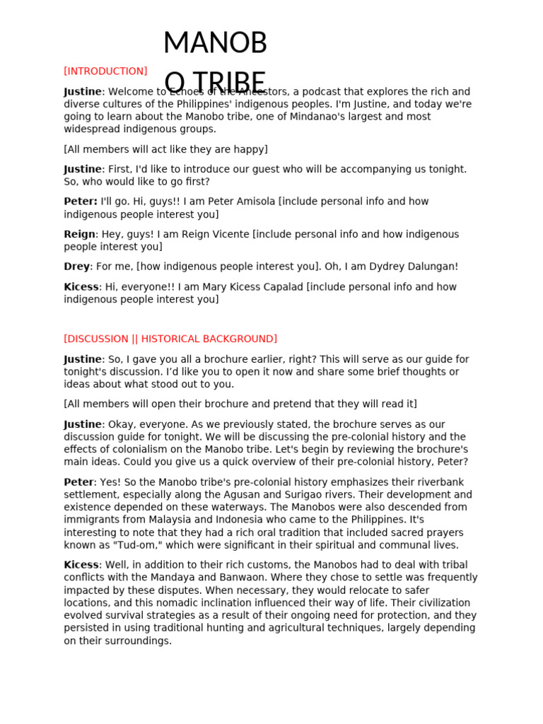 MANOBO-TRIBE-script | PDF | Dances