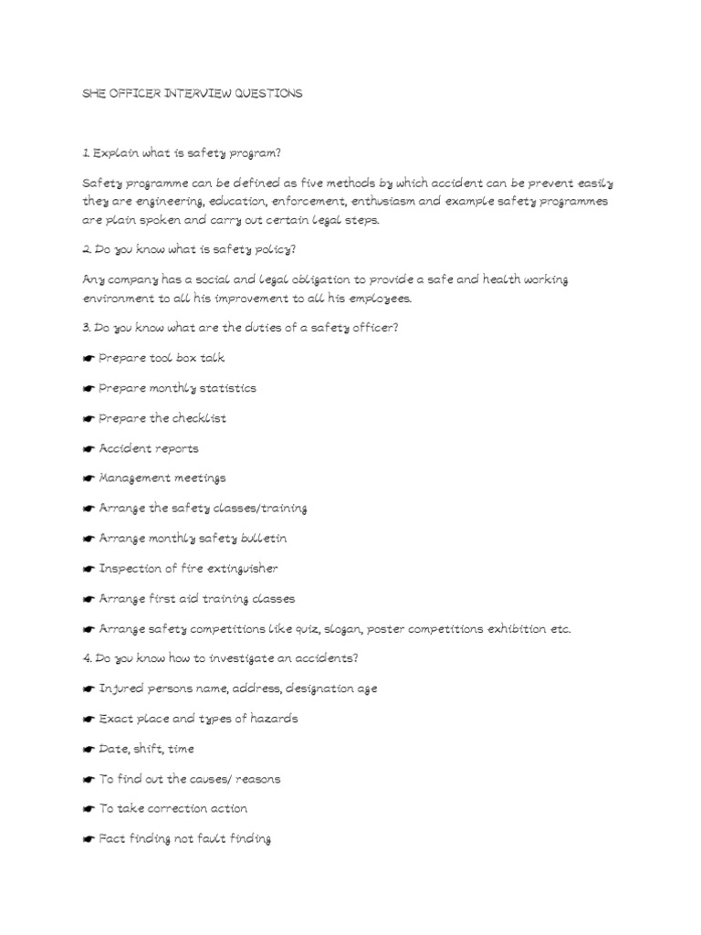 SHE interview qns | PDF | Welding | Construction
