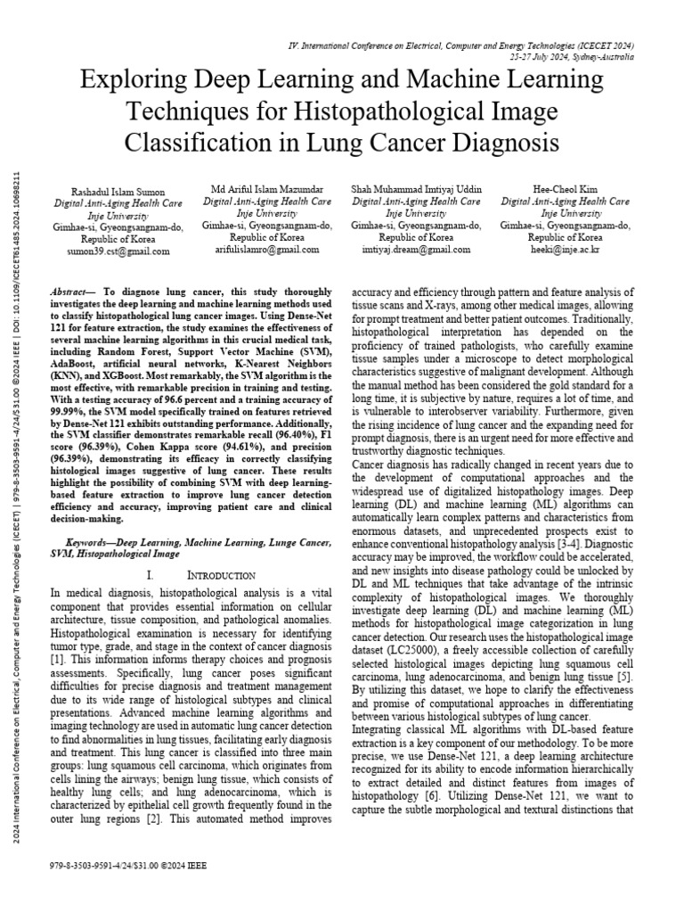 Exploring Deep Learning and Machine Learning Techniques For Histopathological Image ...