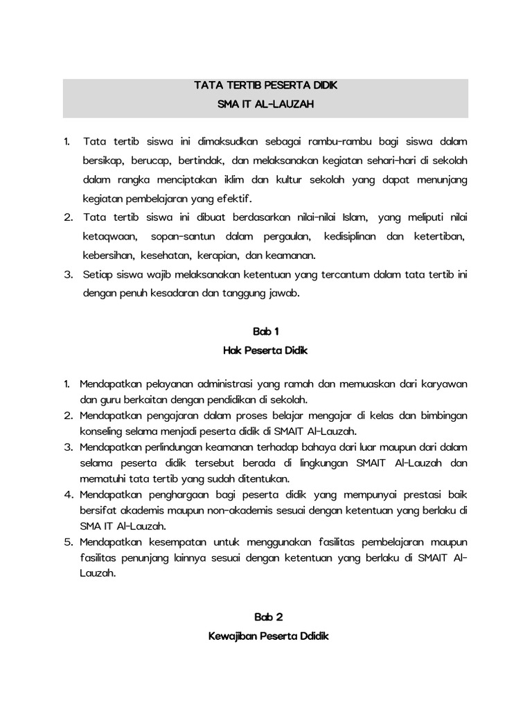 Revisi.1 - TATA TERTIB PESERTA DIDIK SMP | PDF