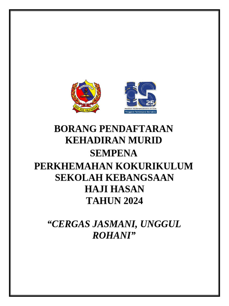 Borang Pendaftaran Kehadiran Murid | PDF