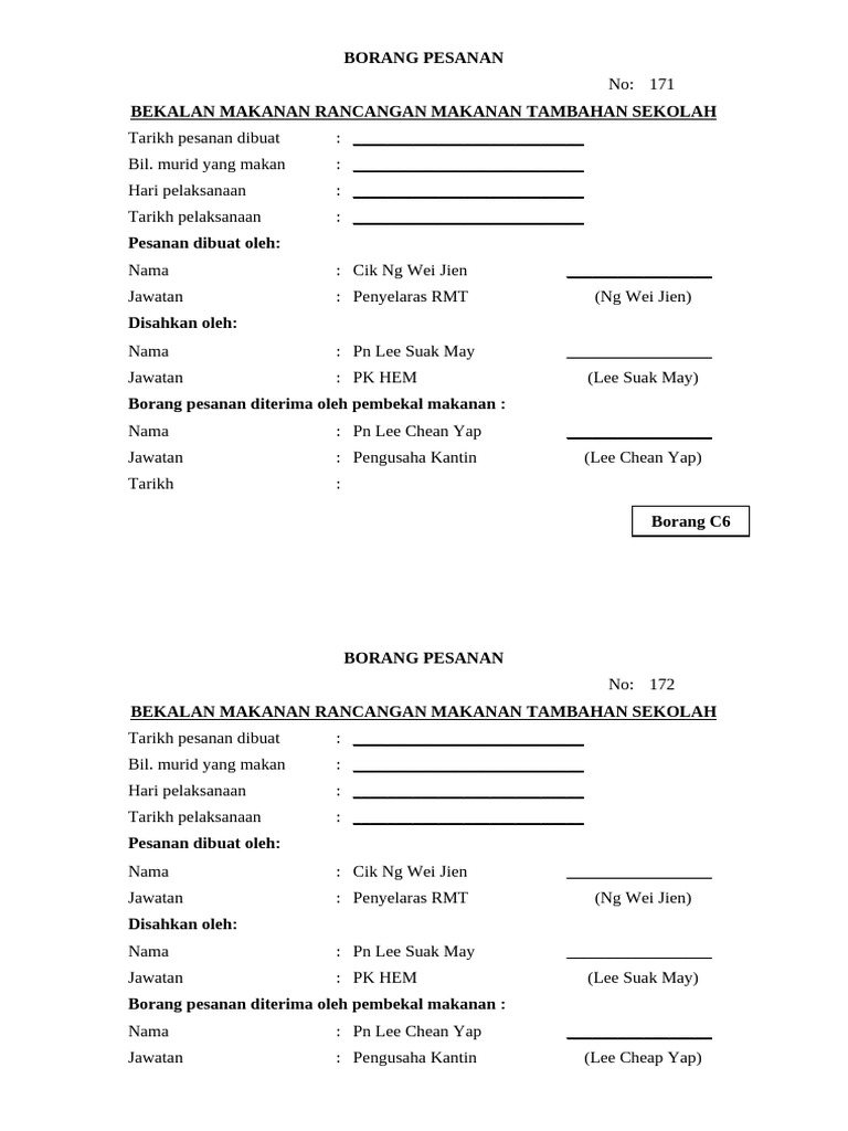 C6 Borang Pesanan November2024 (1) | PDF