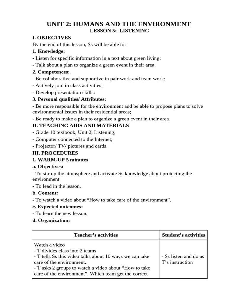 Unit 2 - Lesson 5 - Listening | PDF | Teachers | Vocabulary