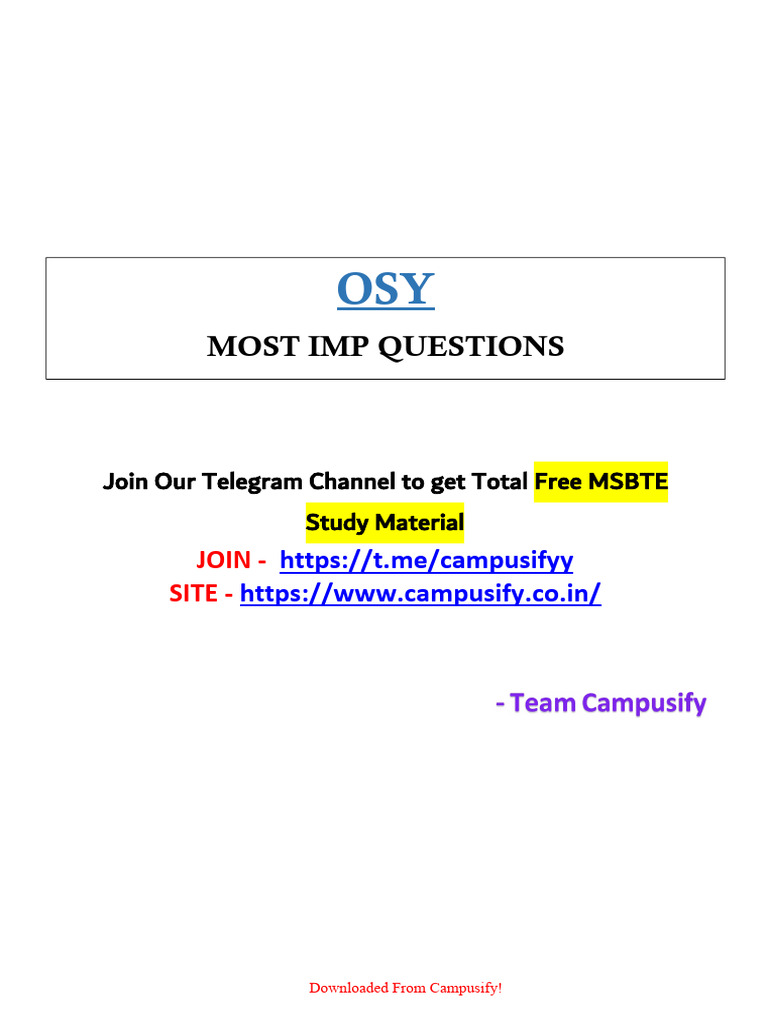 OSY Most IMP Q by Campusify | PDF | Scheduling (Computing) | Thread (Computing)