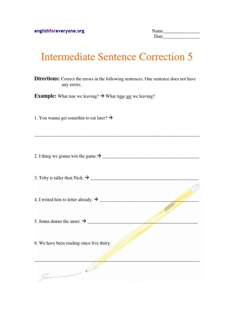 Intermediate Sentence Correction Guide | PDF