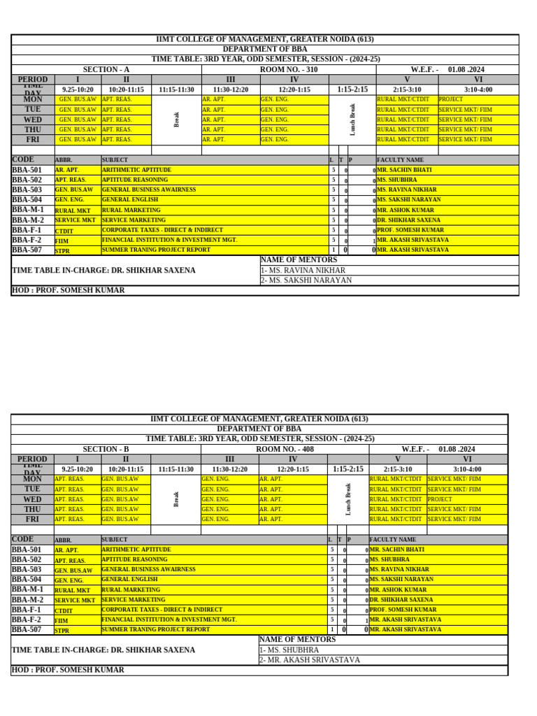 New Time Table Copy | PDF