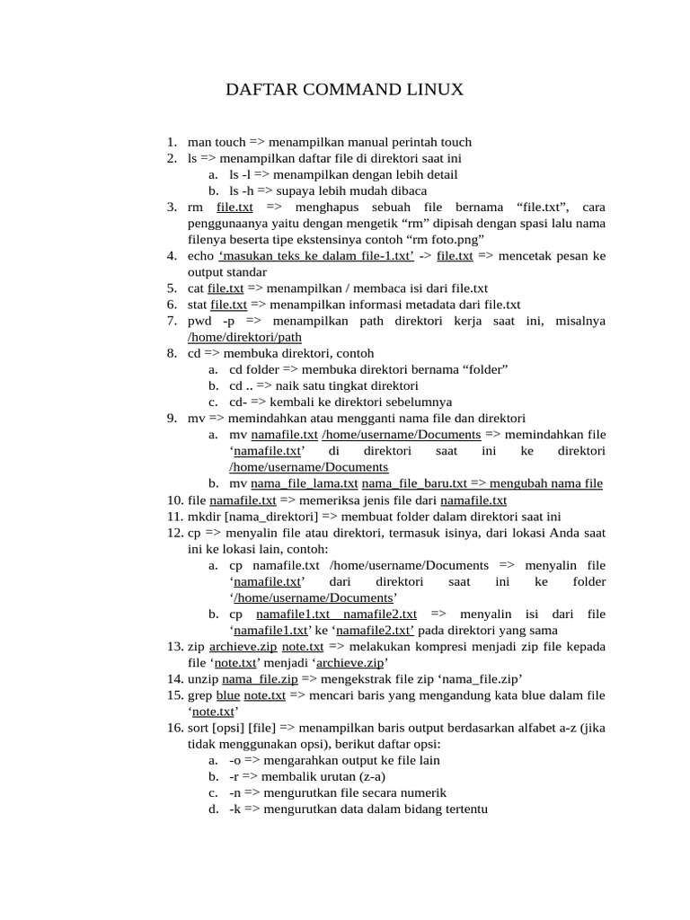 Daftar Command Linux | PDF