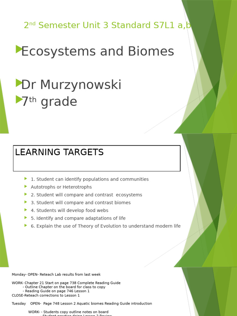 7th Grade Ecosystems & Biomes Unit | PDF | Ecology | Systems Ecology