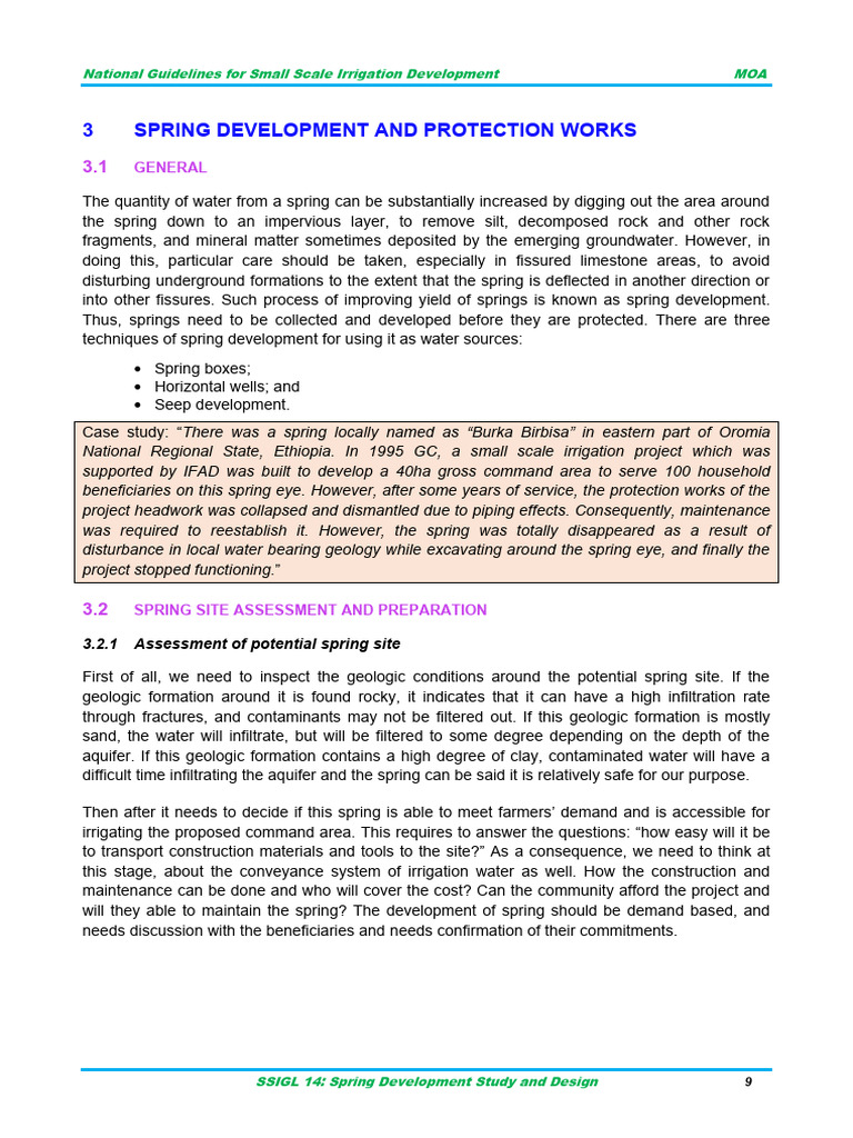 Spring Development and Protection Works | PDF | Water | Soil Mechanics