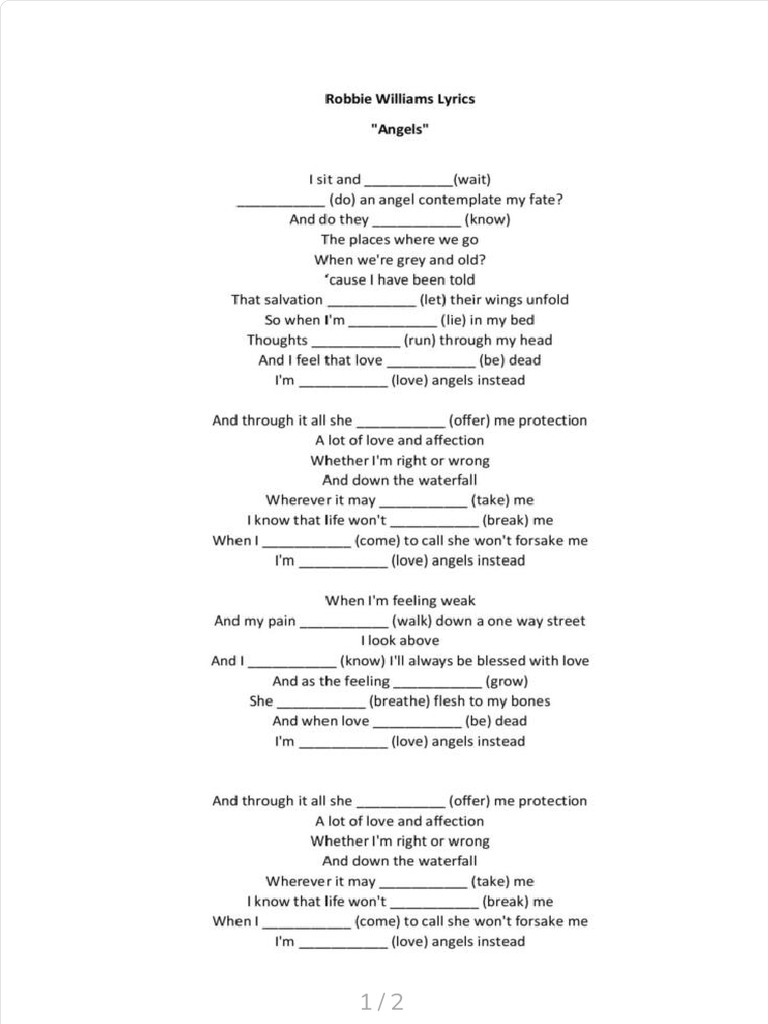 Angels - Robbie Williams | PDF