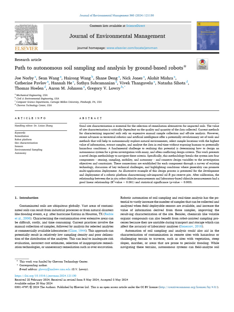 Autonomous Soil Sampling and Analysis by Ground-Based Robots | PDF | Sampling (Statistics) | Soil