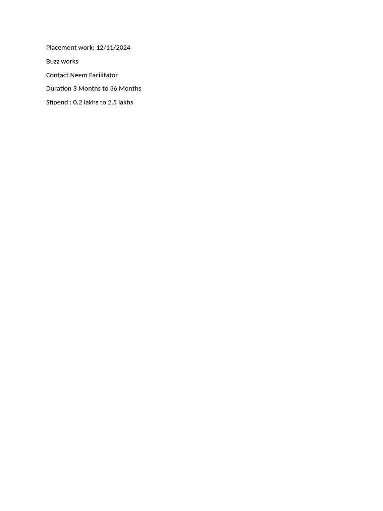 Placement Work Neem Scheme | PDF