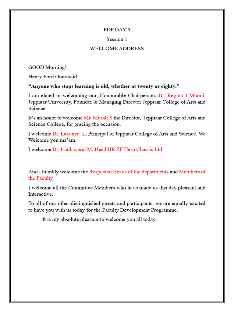 new welcome speech | PDF
