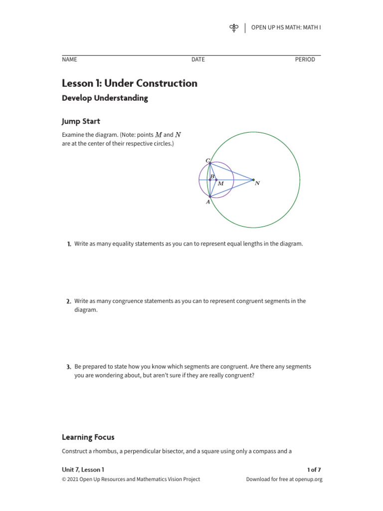 Unit 7 Lessons AIM-1 | PDF | Triangle | Circle