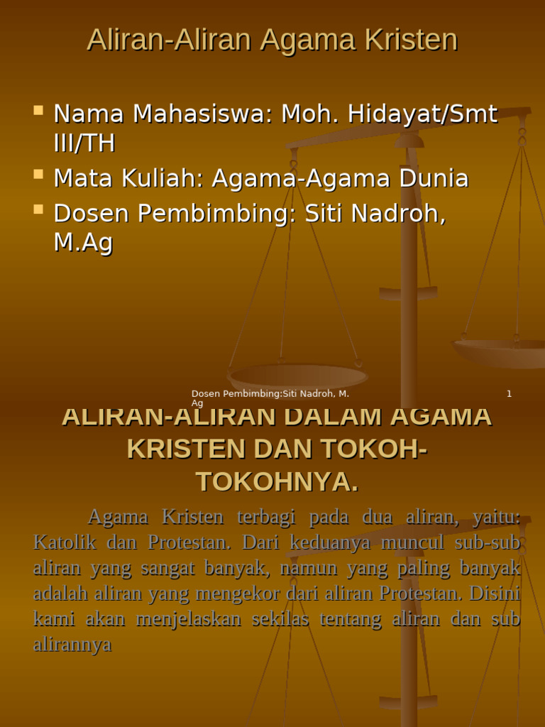 Aliran Aliran Agama Kristen Oleh Moh Hidayat | PDF