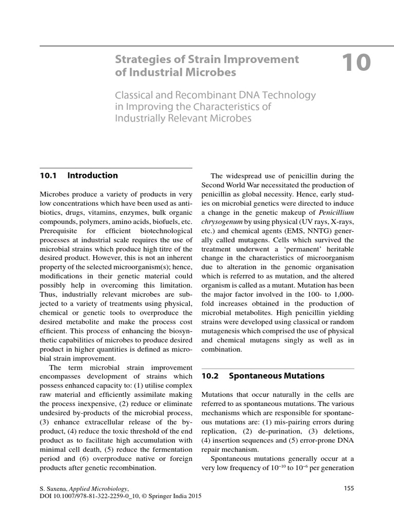 Strain Improv Classical Methods | PDF | Mutagenesis | Mutation