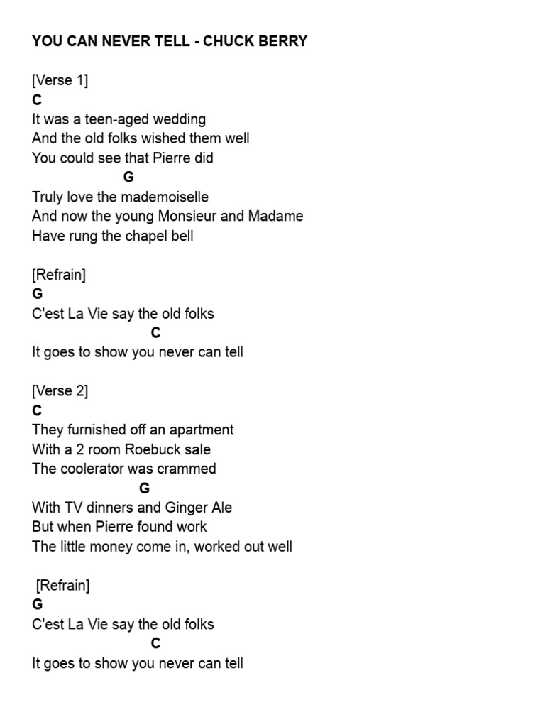 You Never Can Tell - Chuck Berry Lyrics | PDF