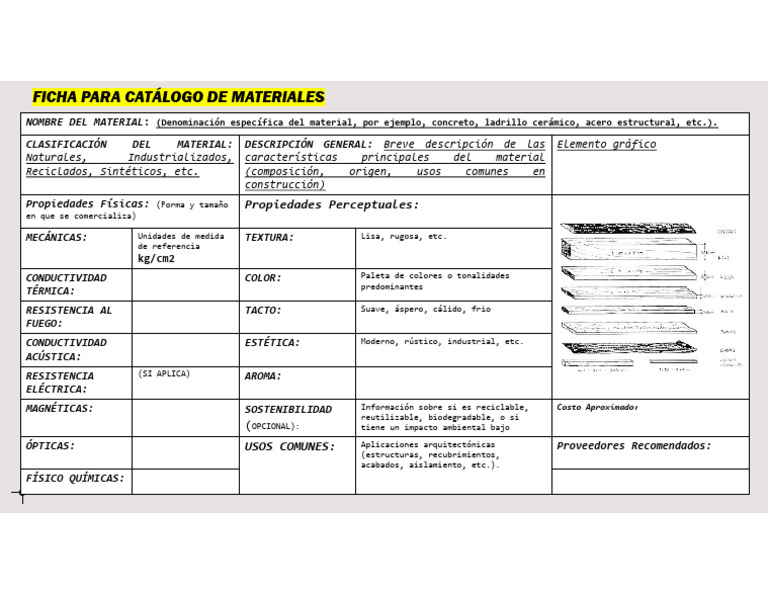 FICHA PARA CATÁLOGO DE MATERIALES | PDF