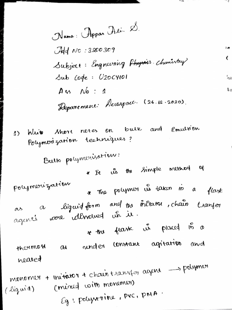 Chemistry Assignment 1st Year. | PDF