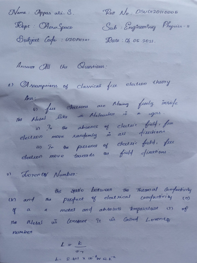 Model exam question and answer engg 1st year physics | PDF Model exam question and answer engg 1st year physics | PDF