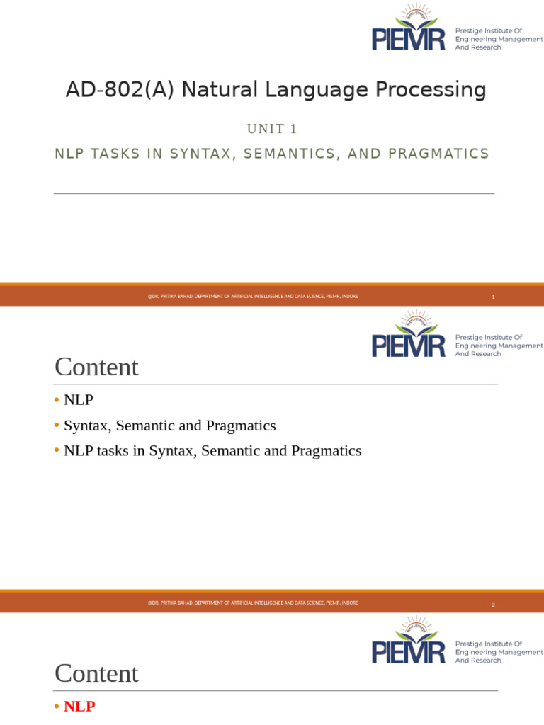 NLP_U1_Lect2_NLP_tasks_in_syntax | PDF | Semantics | Syntax