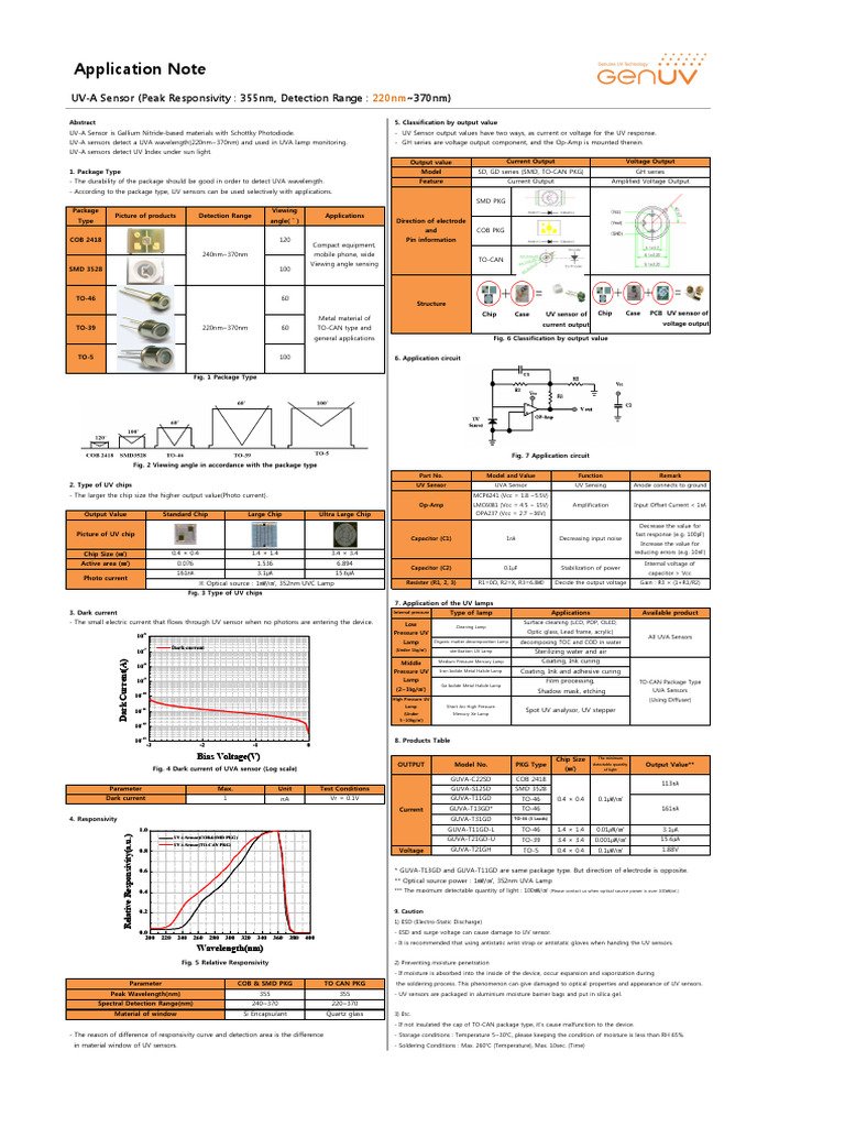 GUVA-S12SD - UVA - Application Note - Ver 6 - Eng | PDF | Ultraviolet ...