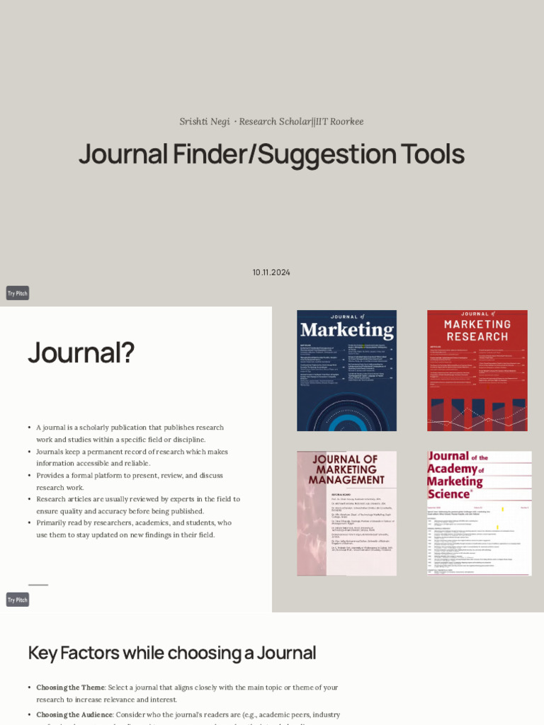 Journal Finder - Suggestion Tools | PDF | Academic Journal | Academic ...