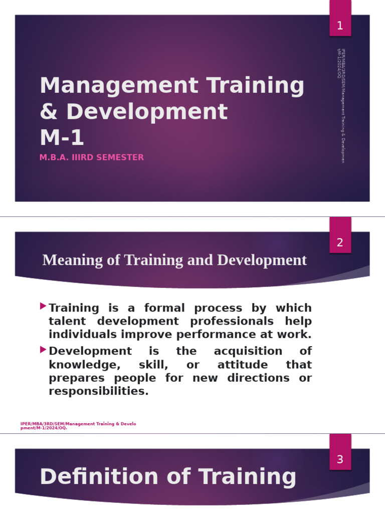 Management Training & Development Guide | PDF | Skill | Master Of ...